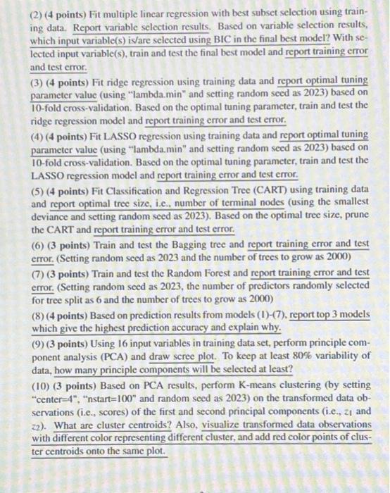 Solved R Programming Problem (35 points) Import data set | Chegg.com