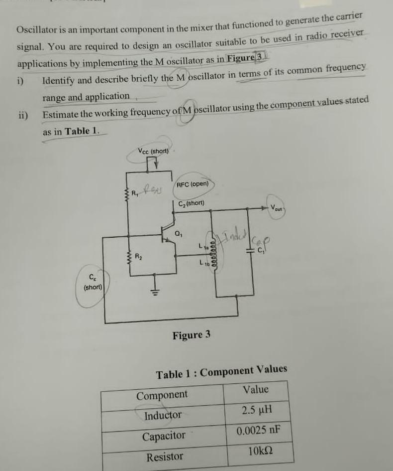 Oscillator is an important component in the mixer | Chegg.com