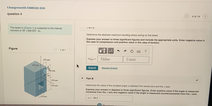 Solved Assignment05 ENME202 2020 question 4 4 of 14 > The | Chegg.com