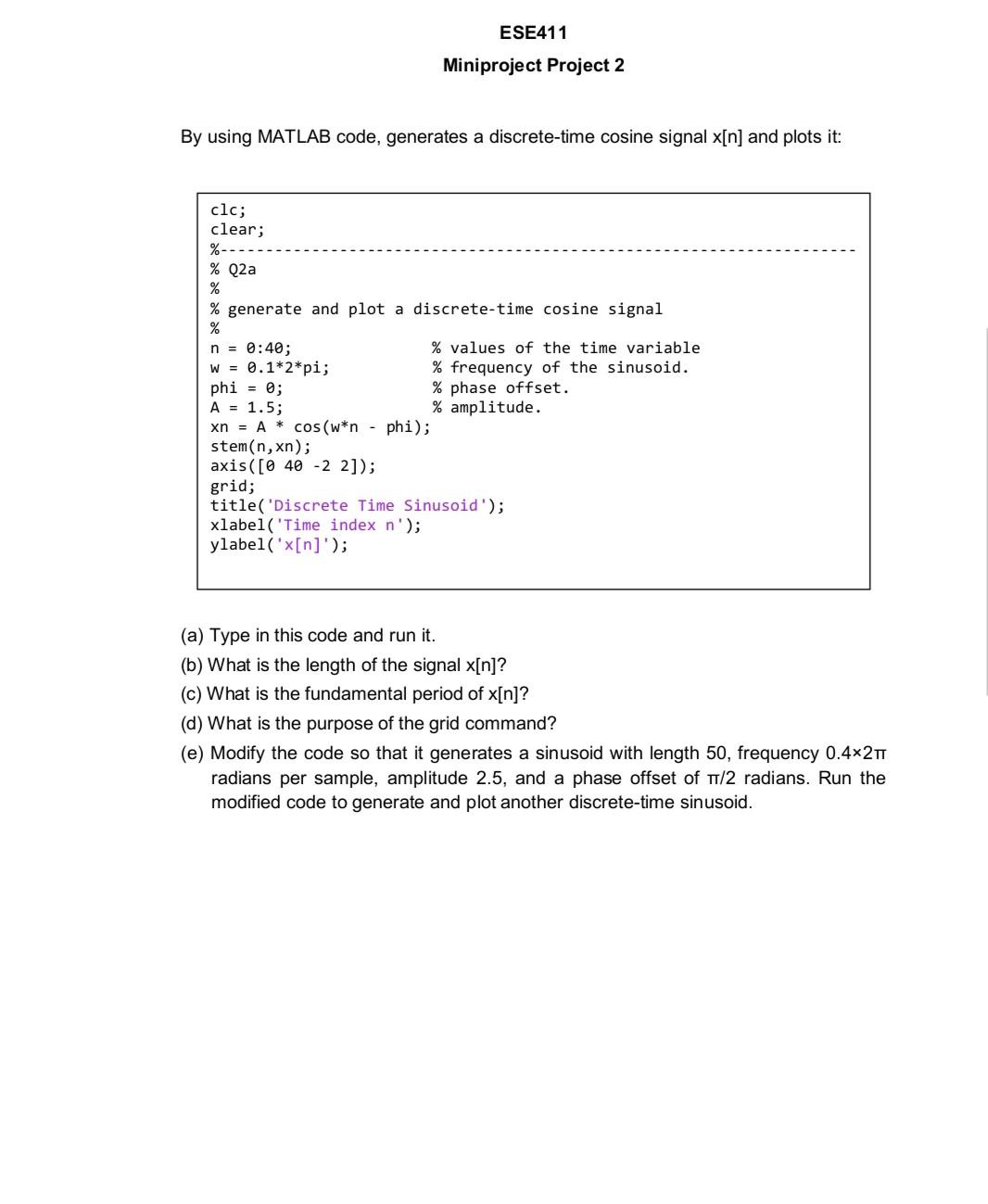 Solved By Using Matlab Code In A And B Generate