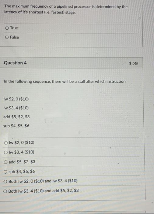Solved The maximum frequency of a pipelined processor is | Chegg.com