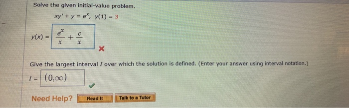 Solved Solve the given initial-value problem. xy' + y = et, | Chegg.com