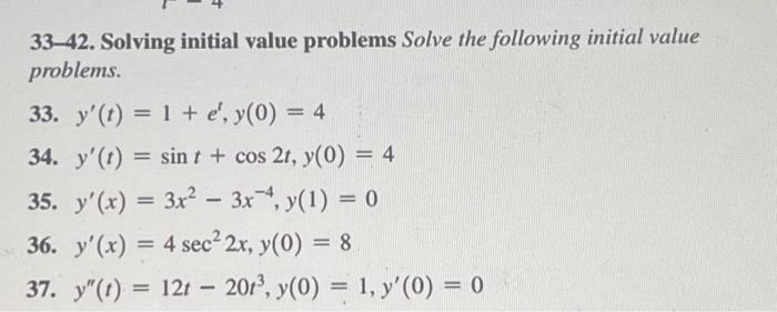 Solved - 33–42. Solving initial value problems Solve the | Chegg.com