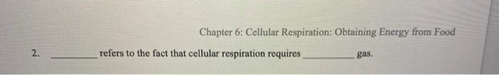 Solved Chapter 6: Cellular Respiration: Obtaining Energy | Chegg.com