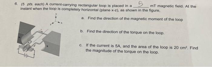 Solved 6. (5 pts. each) A current-carrying rectangular loop | Chegg.com