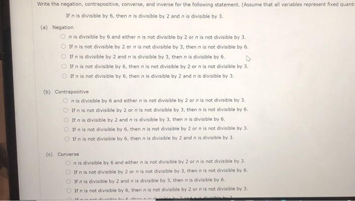 Solved Write the negation, contrapositive, converse, and | Chegg.com