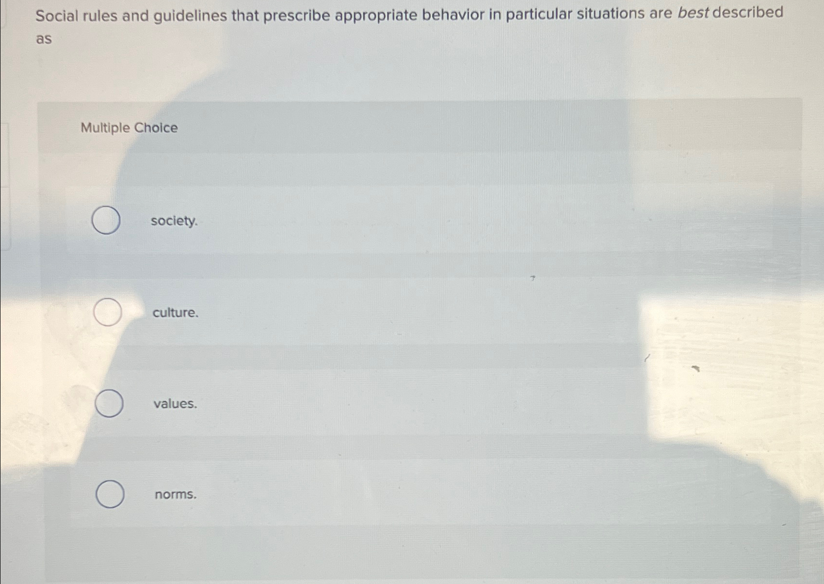 Solved Social rules and guidelines that prescribe | Chegg.com