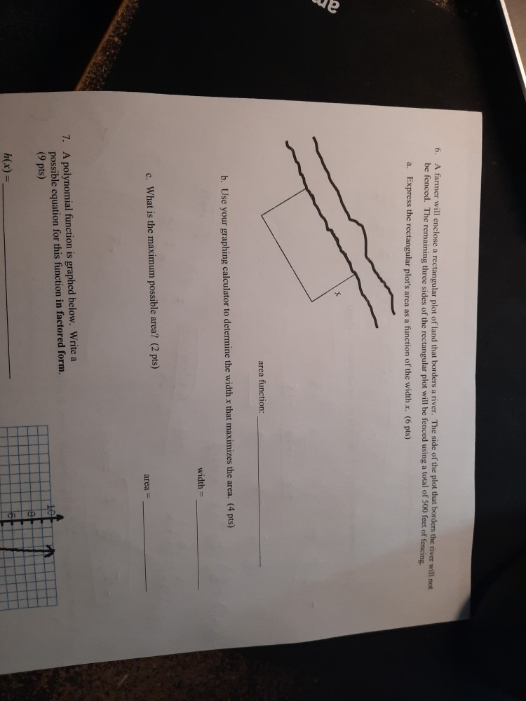 Solved 6. A farmer will enclose a rectangular plot of land | Chegg.com