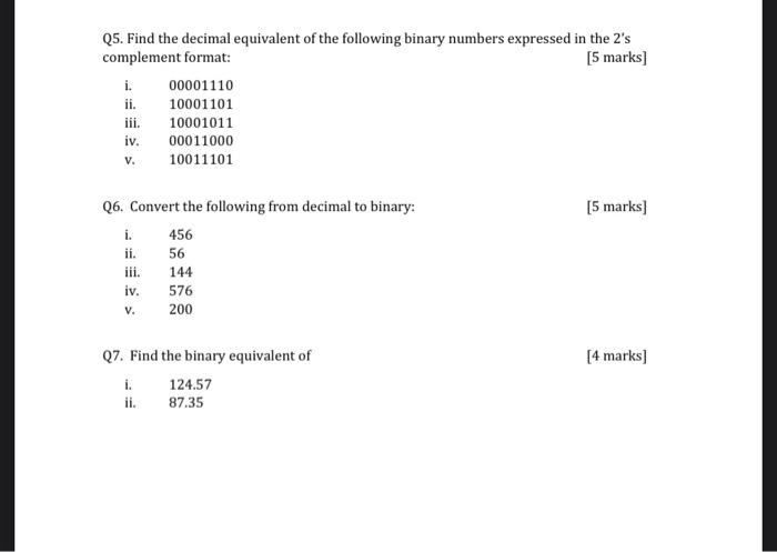 Solved Q5. Find the decimal equivalent of the following | Chegg.com Solved Q5. Find the decimal equivalent of the following | Chegg.com