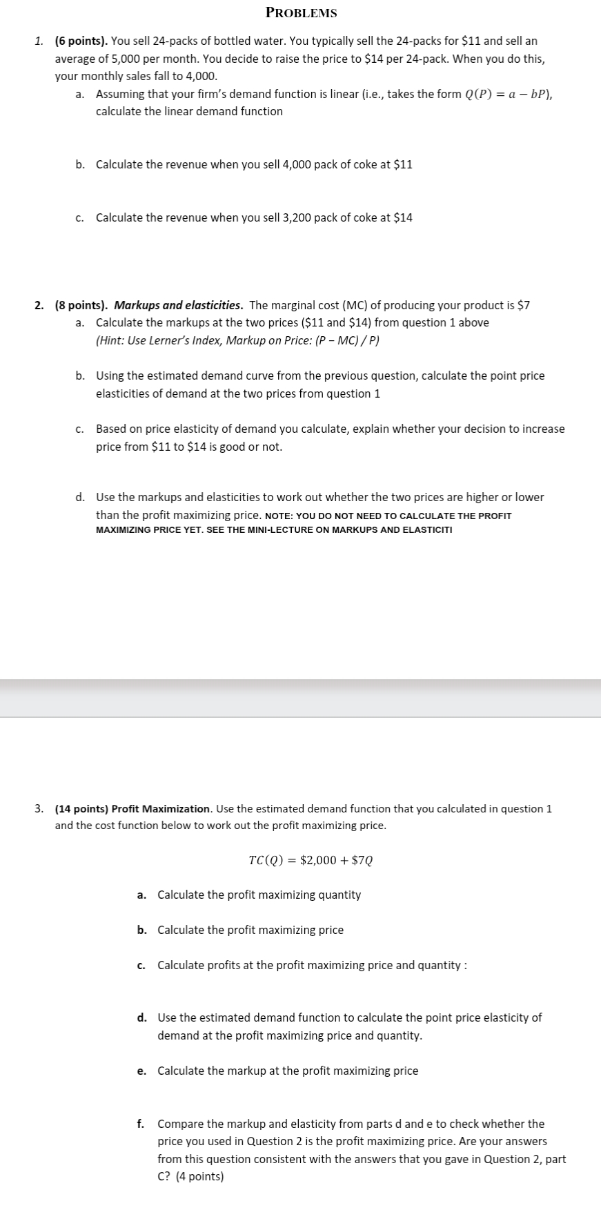 Solved Problems( 6 ﻿points). ﻿You sell 24 -packs of bottled | Chegg.com