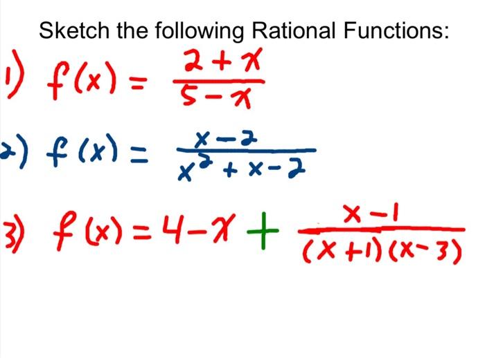 Solved Sketch the following Rational Functions: 2+x 1) f(x) | Chegg.com