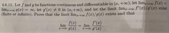 Solved 00 4.6.11. Let f and gbe functions continuous and | Chegg.com