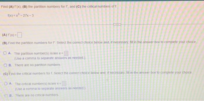 Solved Find (A)f′(x),(B) the partition numbers for f′, and | Chegg.com