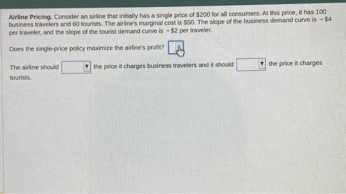 Solved Airline Pricing. Consider an airline that initially | Chegg.com