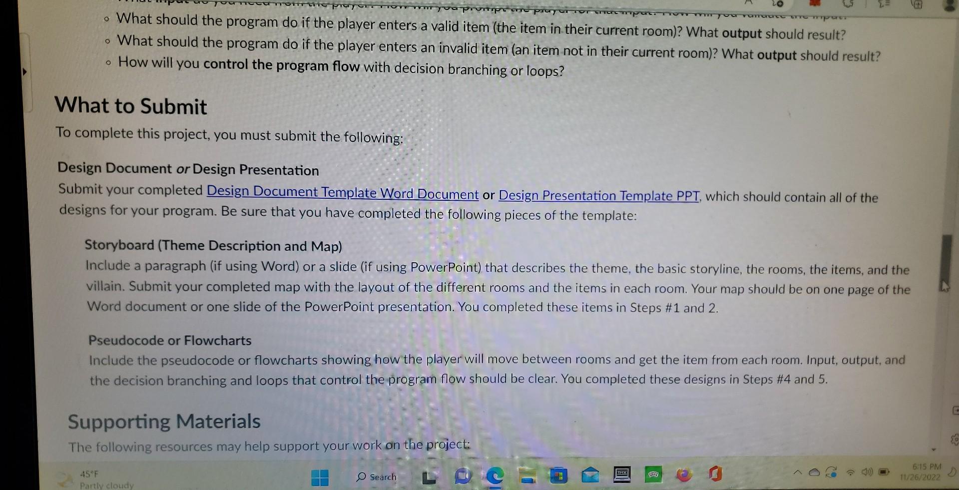 Solved game. You will begin by creating a storyboard to plan | Chegg.com