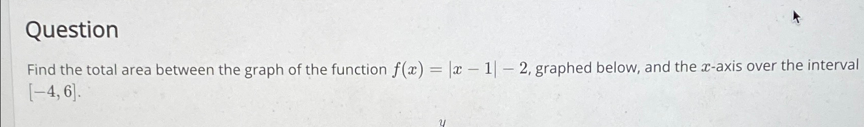 Solved QuestionFind the total area between the graph of the | Chegg.com