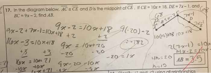 Solved 17. In the diagram below, AC = CE and D is the | Chegg.com