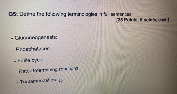 Solved Q5: Define the following terminologies in full | Chegg.com