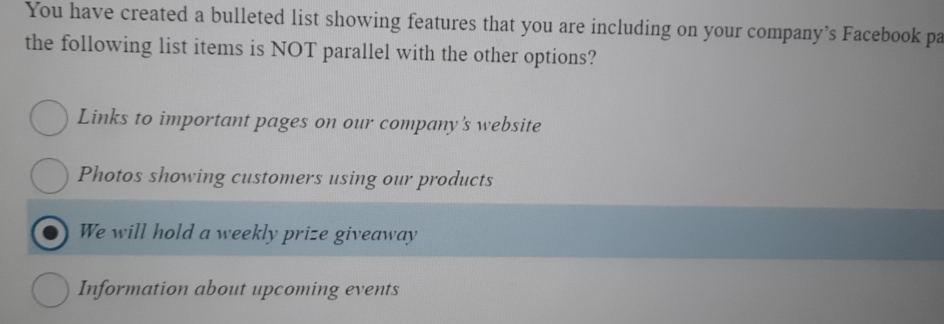 Solved You have created a bulleted list showing features | Chegg.com