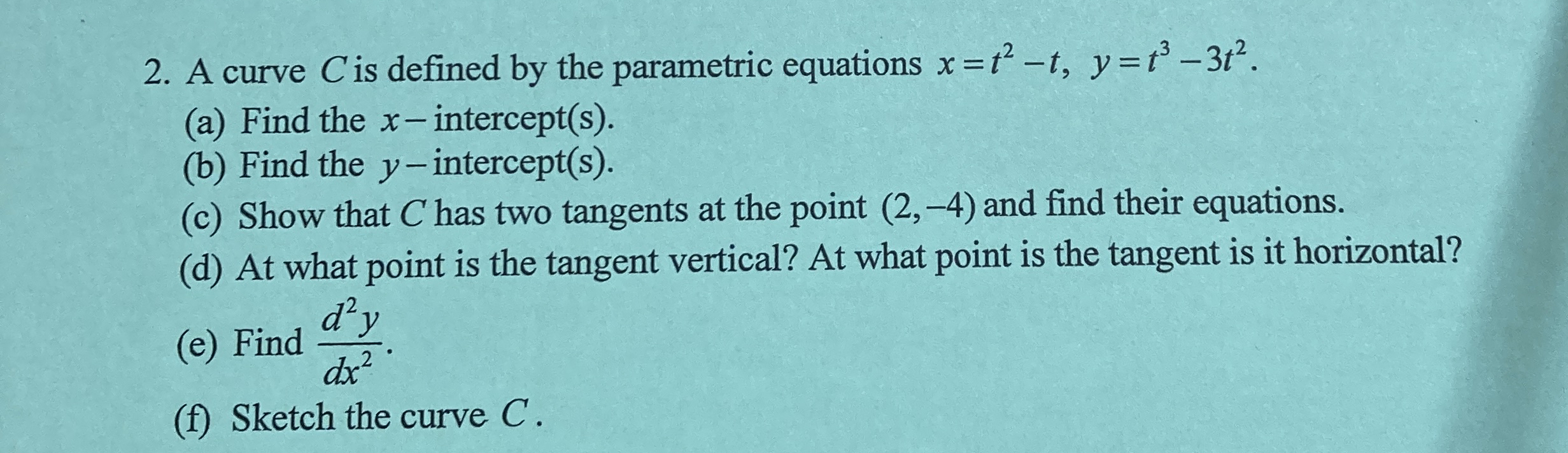 Solved A curve C ﻿is defined by the parametric equations | Chegg.com
