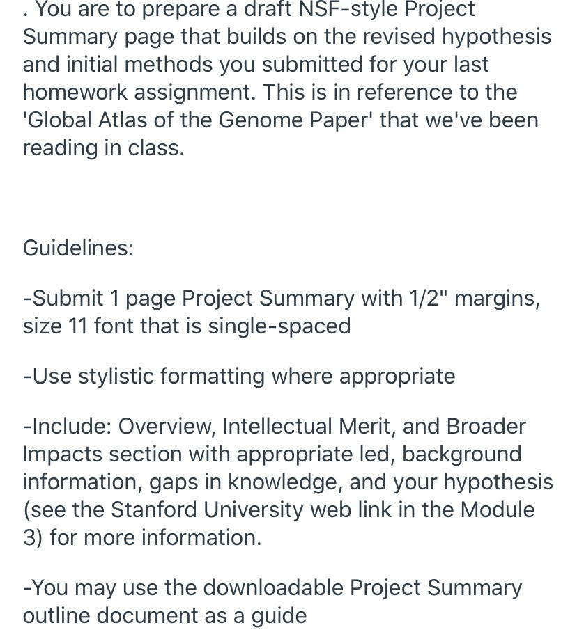 You are to prepare a draft NSF-style Project Summary | Chegg.com