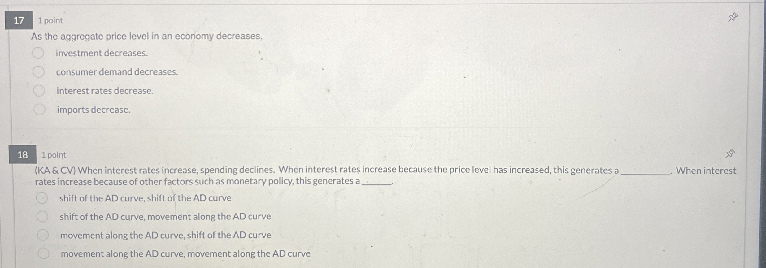 Solved 1 ﻿pointAs the aggregate price level in an economy | Chegg.com