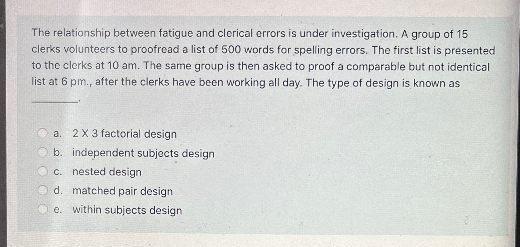 Solved The relationship between fatigue and clerical errors | Chegg.com