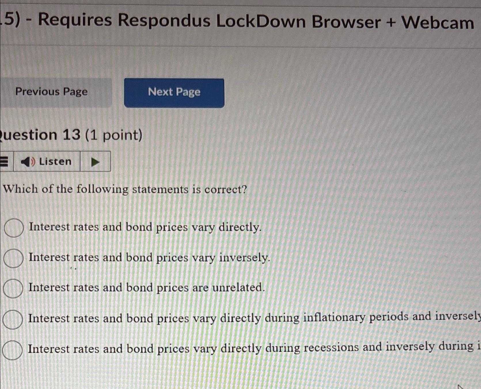 Solved Requires Respondus LockDown Browser + ﻿WebcamPrevious | Chegg.com