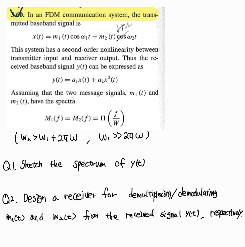 In an FDM communication system, the transmitted | Chegg.com