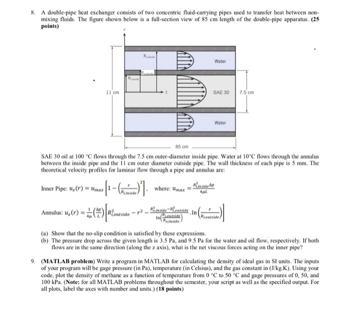 Solved 8. A double-pipe heat exchanger consists of two | Chegg.com