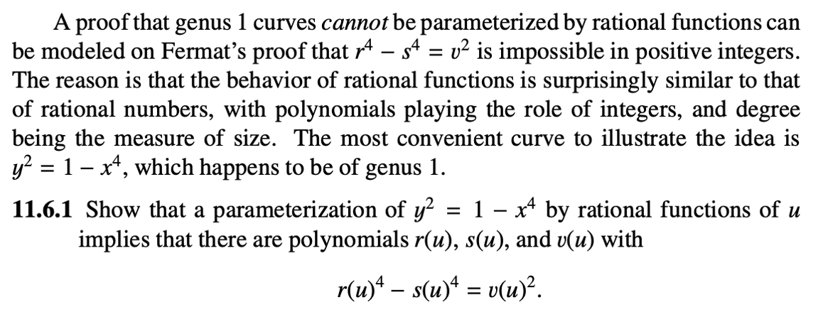 Solved A proof that genus 1 ﻿curves cannot be parameterized | Chegg.com