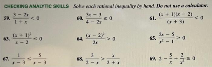 Solved CHECKING ANALYTIC SKILLS Solve each rational | Chegg.com