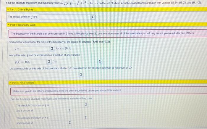 Solved Find the absolute maximum and minimum values of | Chegg.com