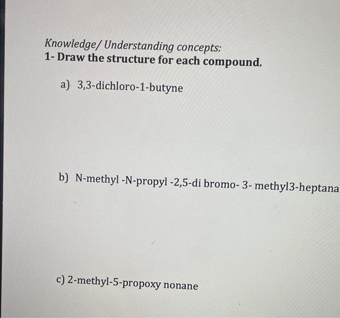 1- Draw the structure for each compound. a) | Chegg.com