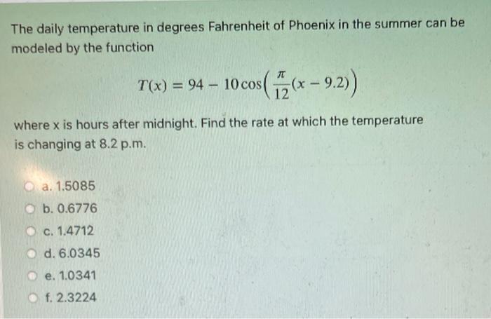 [Solved]: The daily temperature in degrees Fahrenheit of Ph