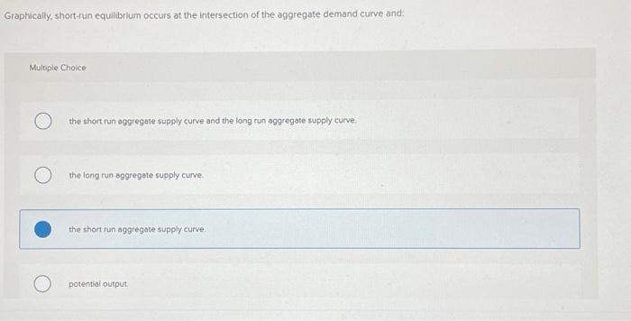 Solved Graphically, short-run equilbrium occurs at the | Chegg.com