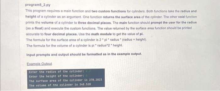 Solved program5_2.py This program requires a main function | Chegg.com