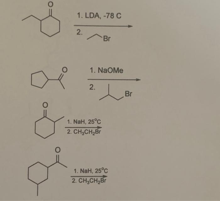 Solved 1. NaOMe 2. 2. CH3CH2Br 1. NaH,25∘C | Chegg.com