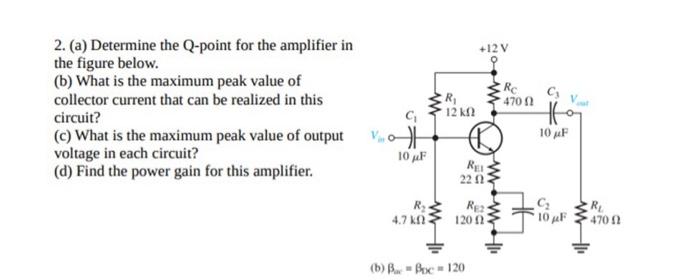 Solved 2. (a) Determine the Q-point for the amplifier in the | Chegg.com