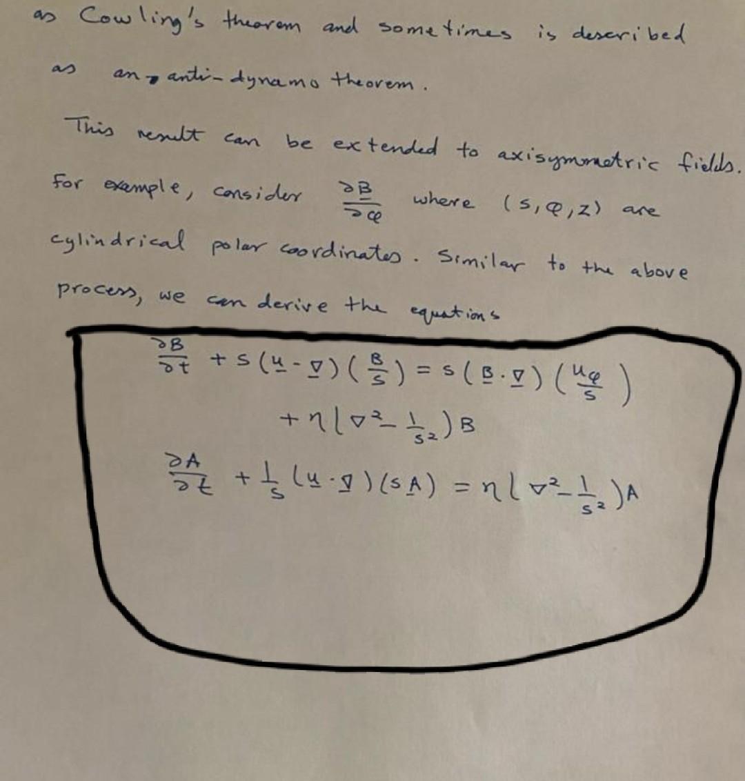 Solved Cowling's theorem consider magnetic field that varies | Chegg.com