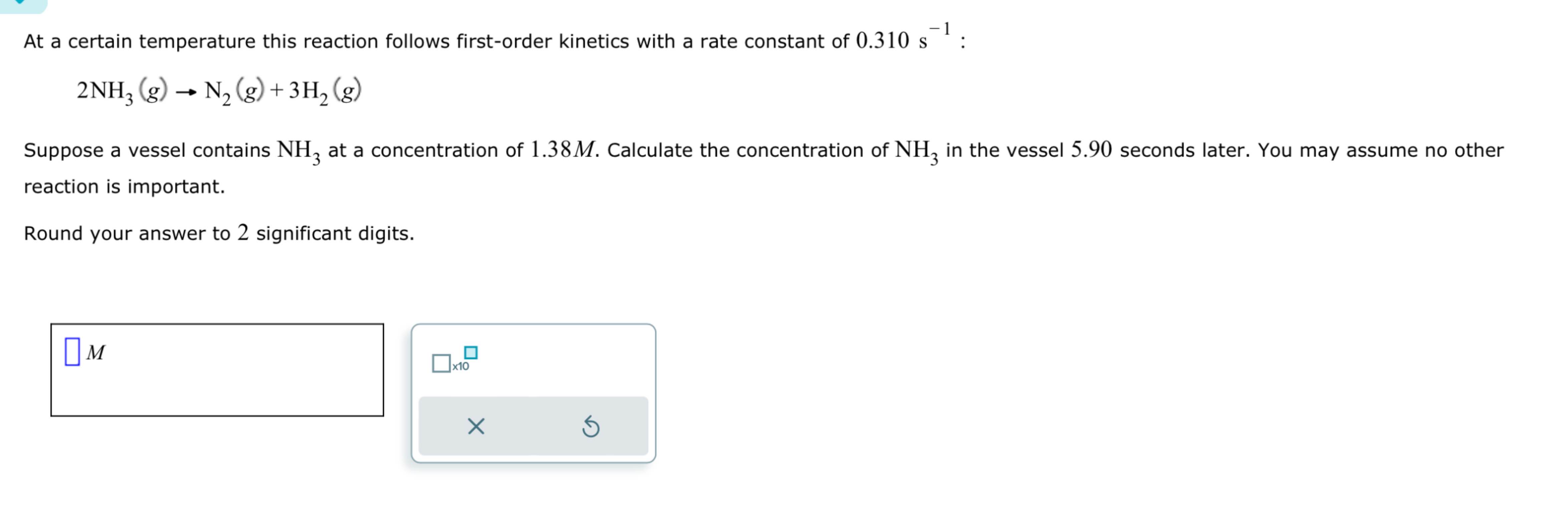 Solved At a certain temperature this reaction follows | Chegg.com
