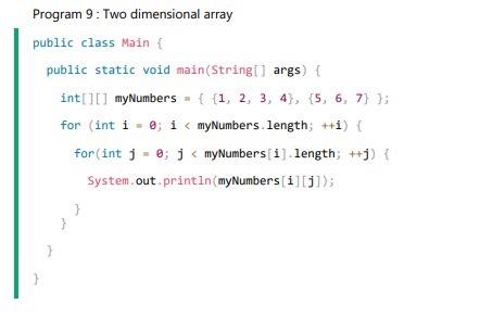 Solved Program 1: to print elements of an array class Main | Chegg.com