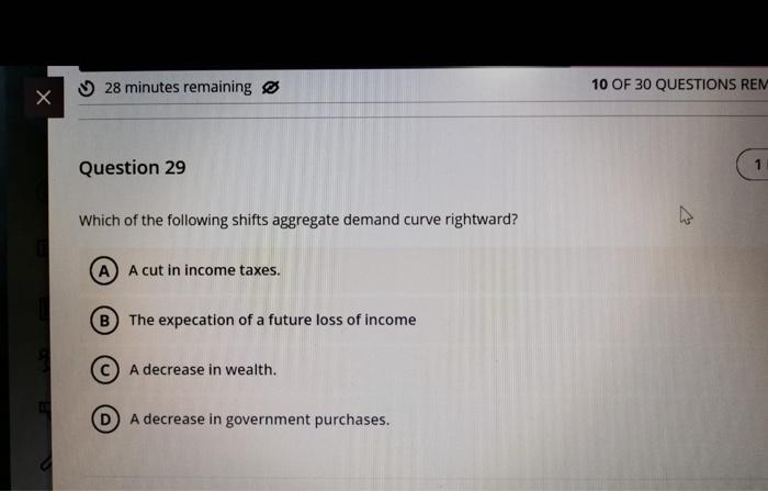 Solved Which of the following shifts aggregate demand curve | Chegg.com