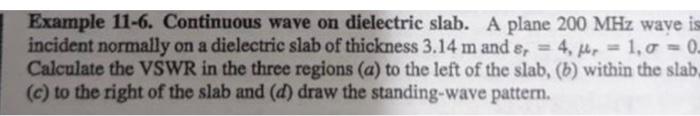 Solved Example 11-6. Continuous wave on dielectric slab. A | Chegg.com