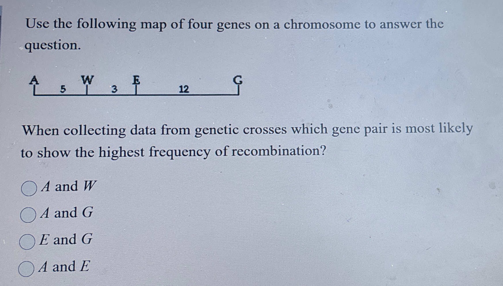 Solved Use the following map of four genes on a chromosome | Chegg.com
