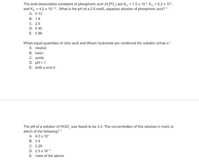 Solved The acid-dissociation constants of phosphoric acid | Chegg.com