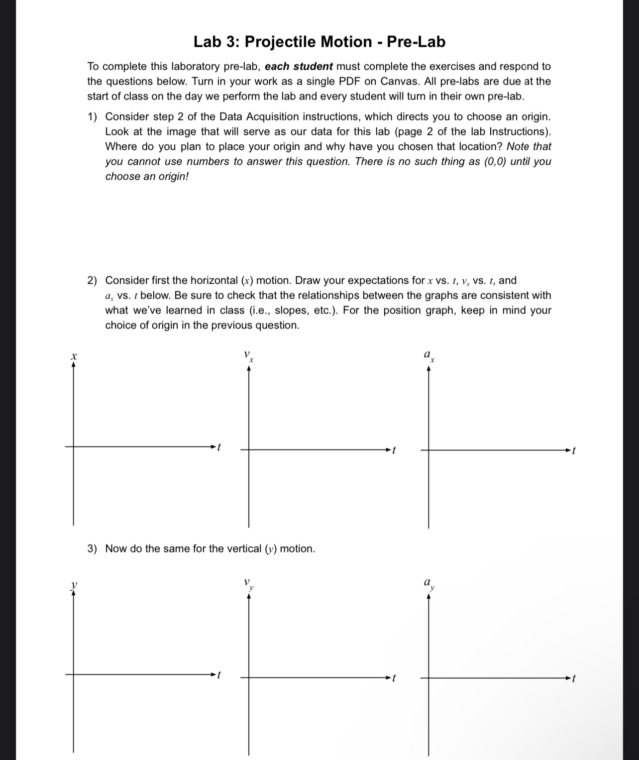 Lab 3: Projectile Motion - ﻿Pre-LabTo complete this | Chegg.com