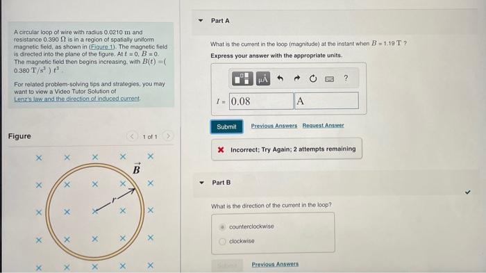 Solved A circular loop of wire with radius 0.0210 m and | Chegg.com