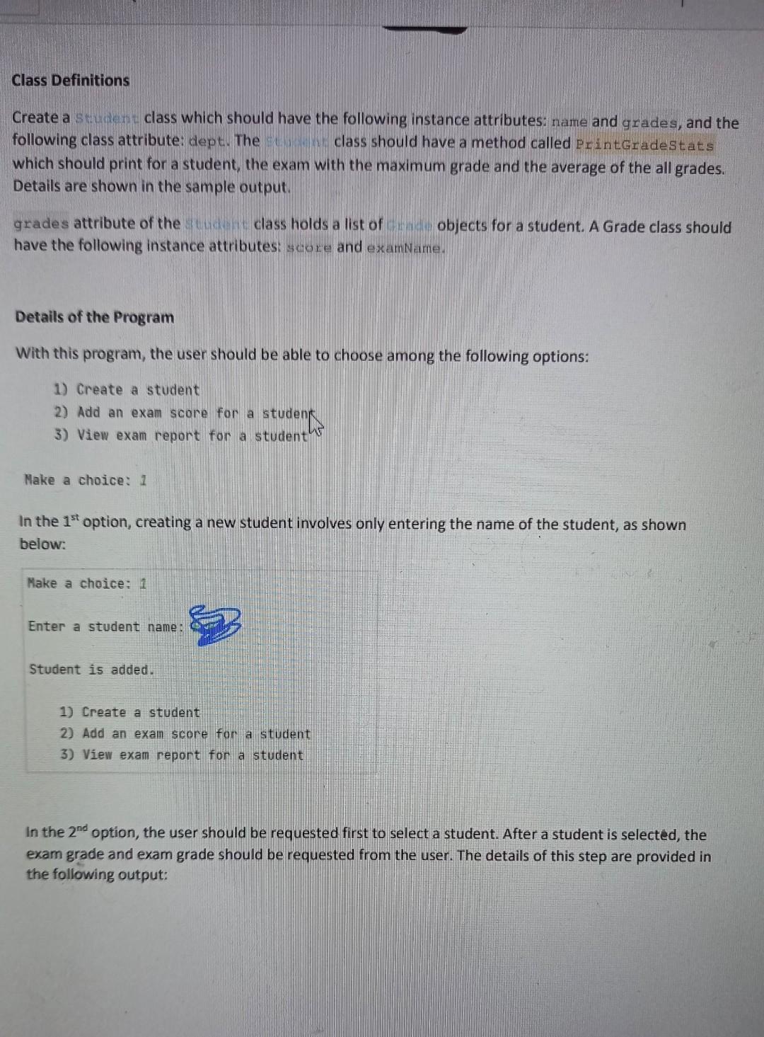 Solved Class Definitions Create a stuacnt class which should | Chegg.com