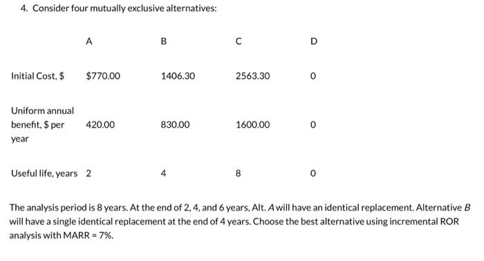 please make sure you use incremental ROR analysis. if | Chegg.com